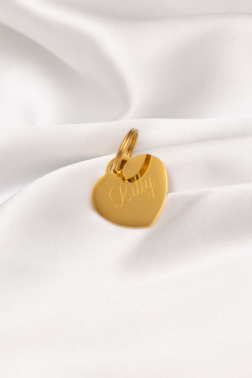 Dog tag heart gold with name - Lilly